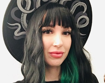 Vegan Felt Wide Brim Hat Goth Witch Fedora Hat XL Brim - Etsy