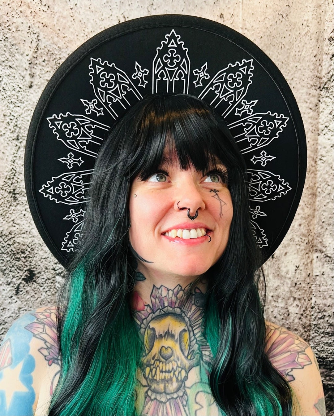 Vegan Felt Wide Brim Hat Goth Witch Horror Fedora Hat XL - Etsy