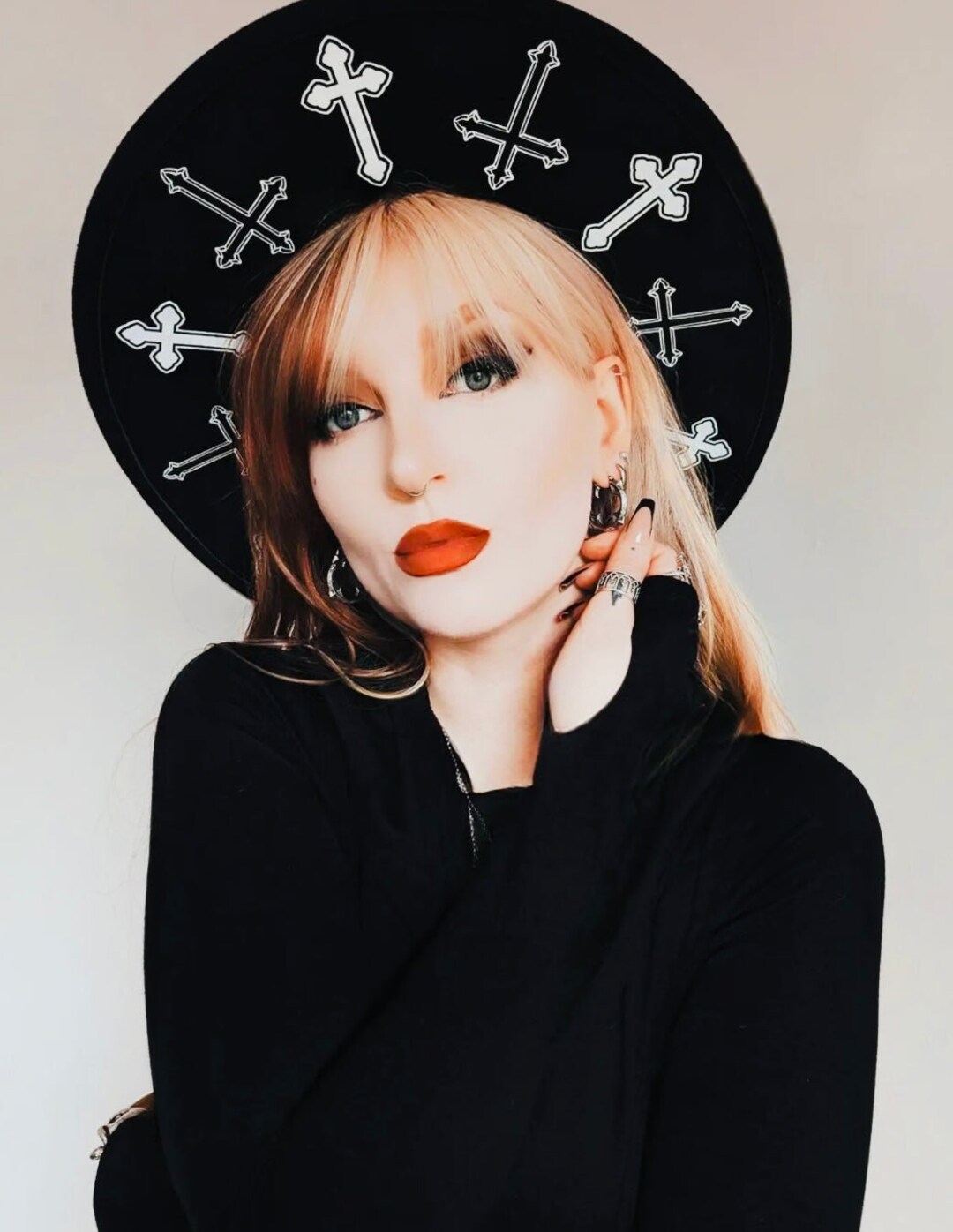 Vegan Felt Wide Brim Hat Goth Witch Fedora Hat XL Brim - Etsy