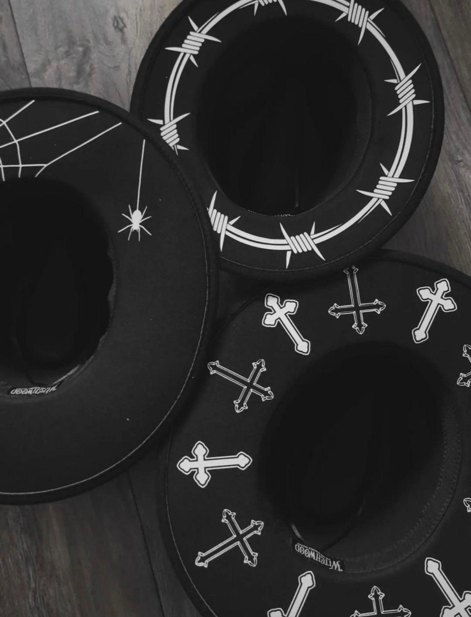Vegan Felt Wide Brim Hat - Goth Horror Fedora Hat - Barbed Wire - Etsy
