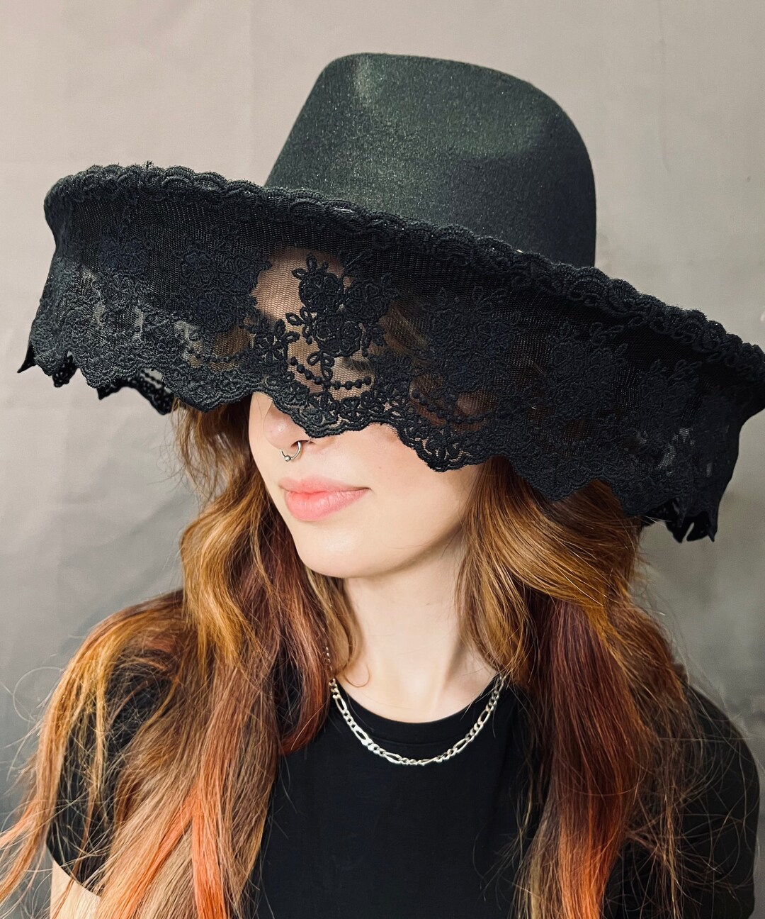 Vegan Felt Hat Mourning Collection Gothic Floral - Etsy