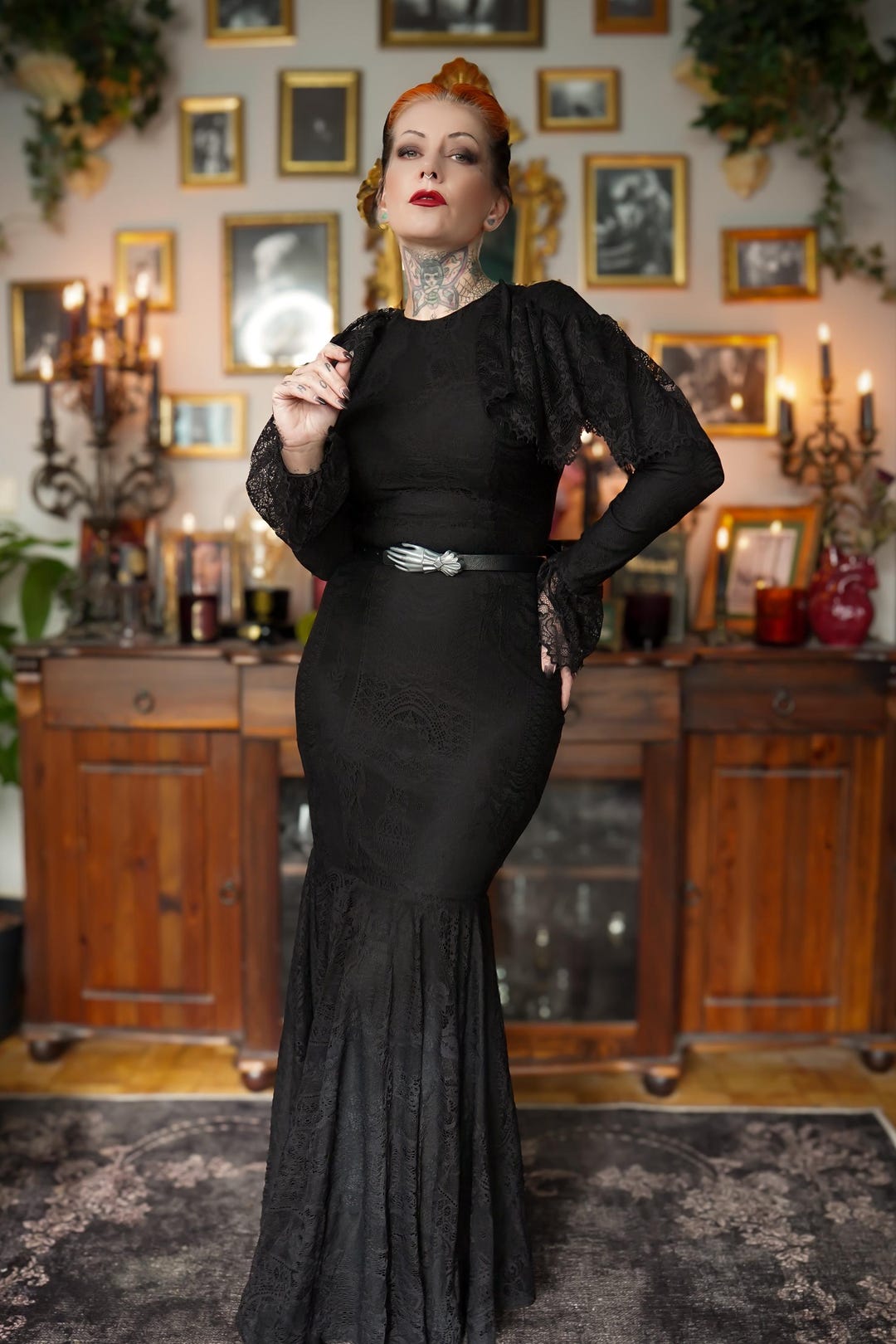 Gothic Dress - Goth Maxi Dress - Borden - Lace Mermaid Maxi Dress - Etsy
