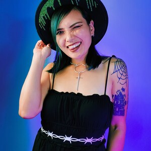 Vegan Felt Wide Brim Hat Goth Horror Fedora Hat Dripping Slime - Etsy