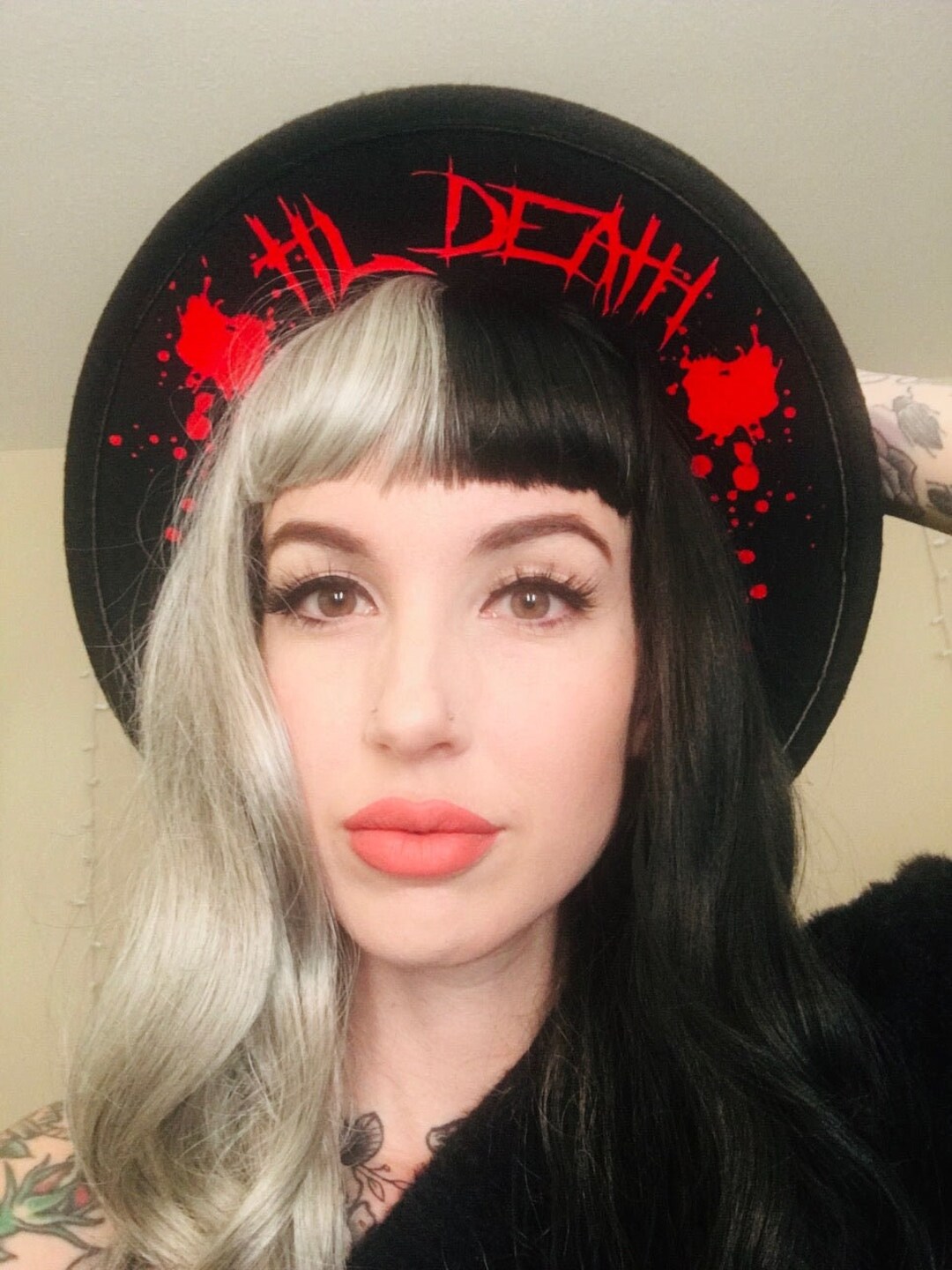 Vegan Felt Wide Brim Hat - Goth Witch Horror Fedora Hat - Til Death - Etsy