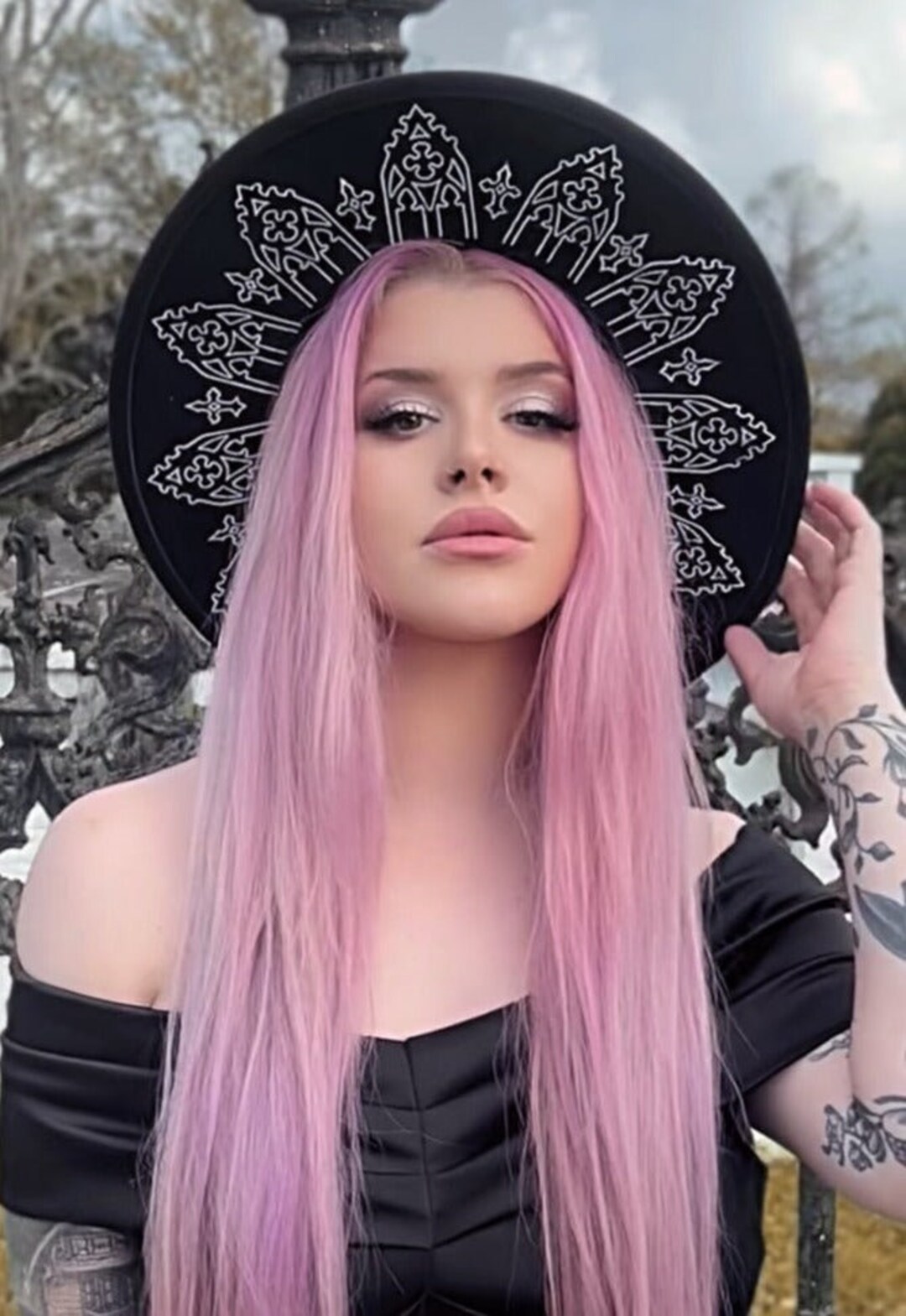 Vegan Felt Wide Brim Hat Goth Witch Horror Fedora Hat XL Brim wrought ...