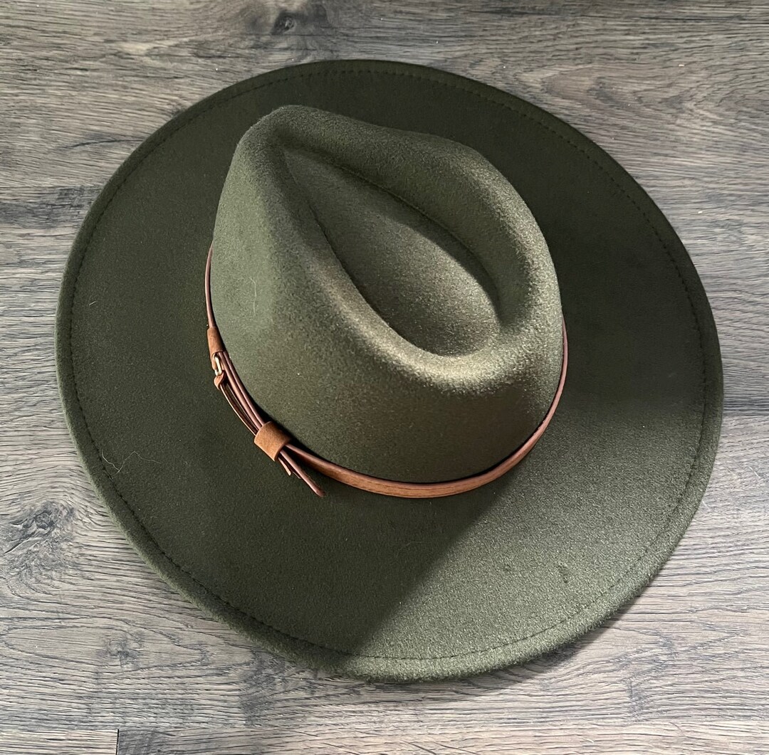 Fox & Fable Vegan Felt Wide Brim Hat XL Olive Plain - Etsy