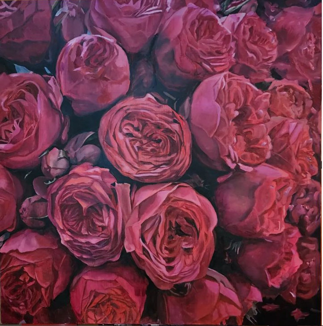 Mood Red Roses Flowers Original Oil Painting Collectable Artwork Gift ...