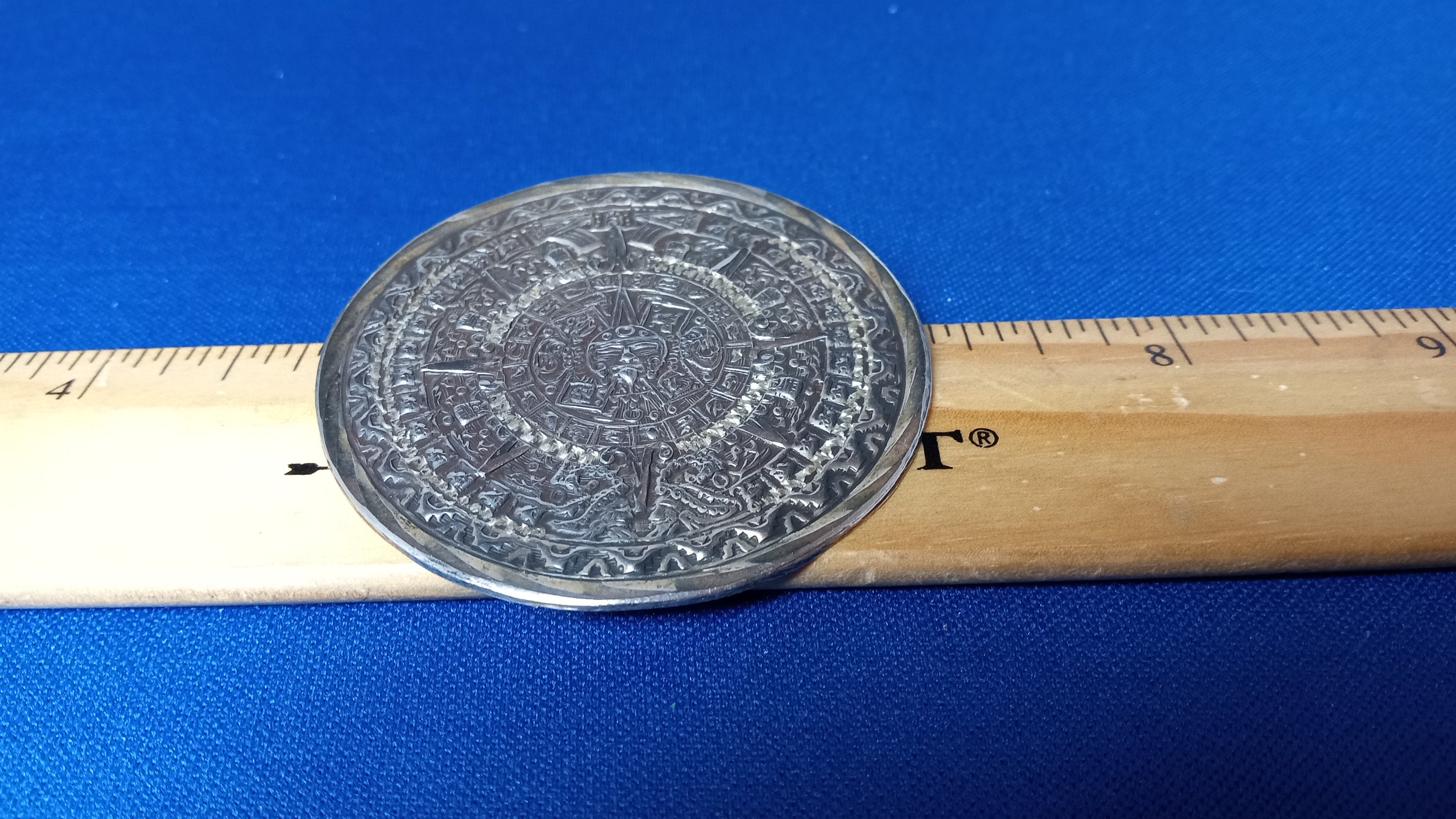 Vintage Maya or Aztec Sun Dial Pendant Broooch - Etsy