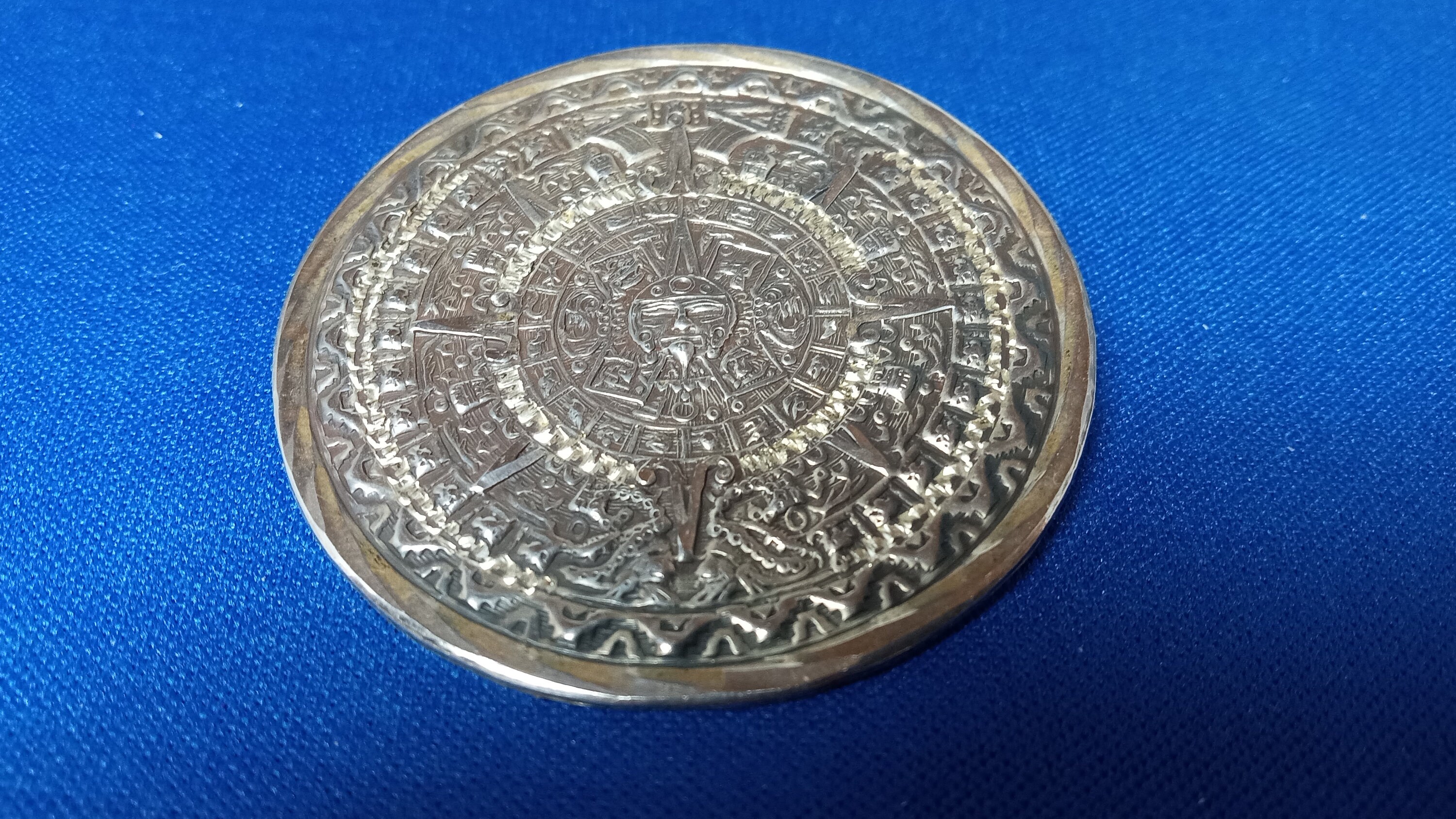 Vintage Maya or Aztec Sun Dial Pendant Broooch - Etsy