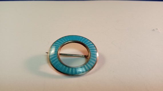 Antique Scandinavian Sterling Guilloche Enamel Pin/Br… - Gem