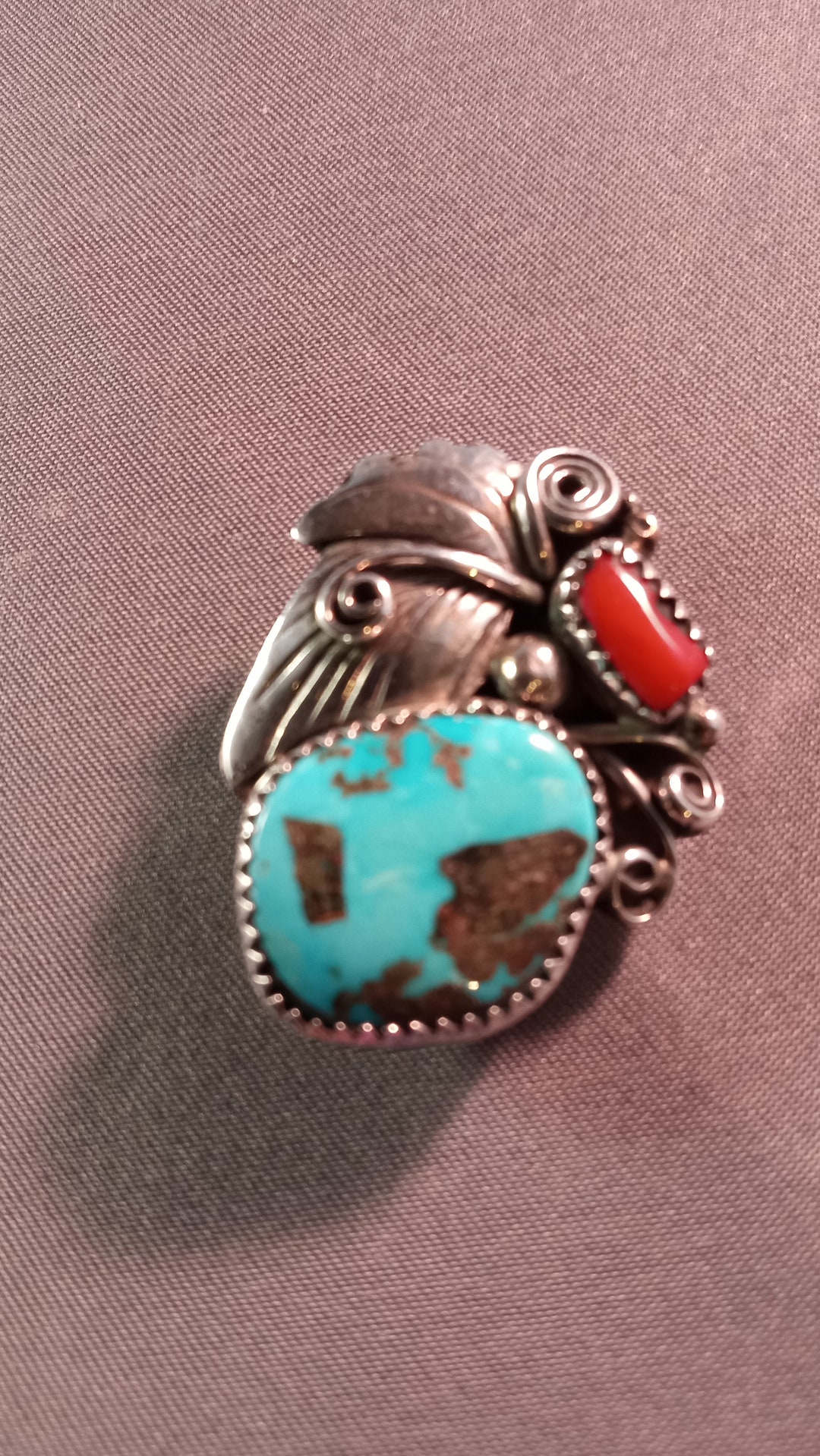 Southwestern Native American Sterling Silver With Turquoise and Coral ...