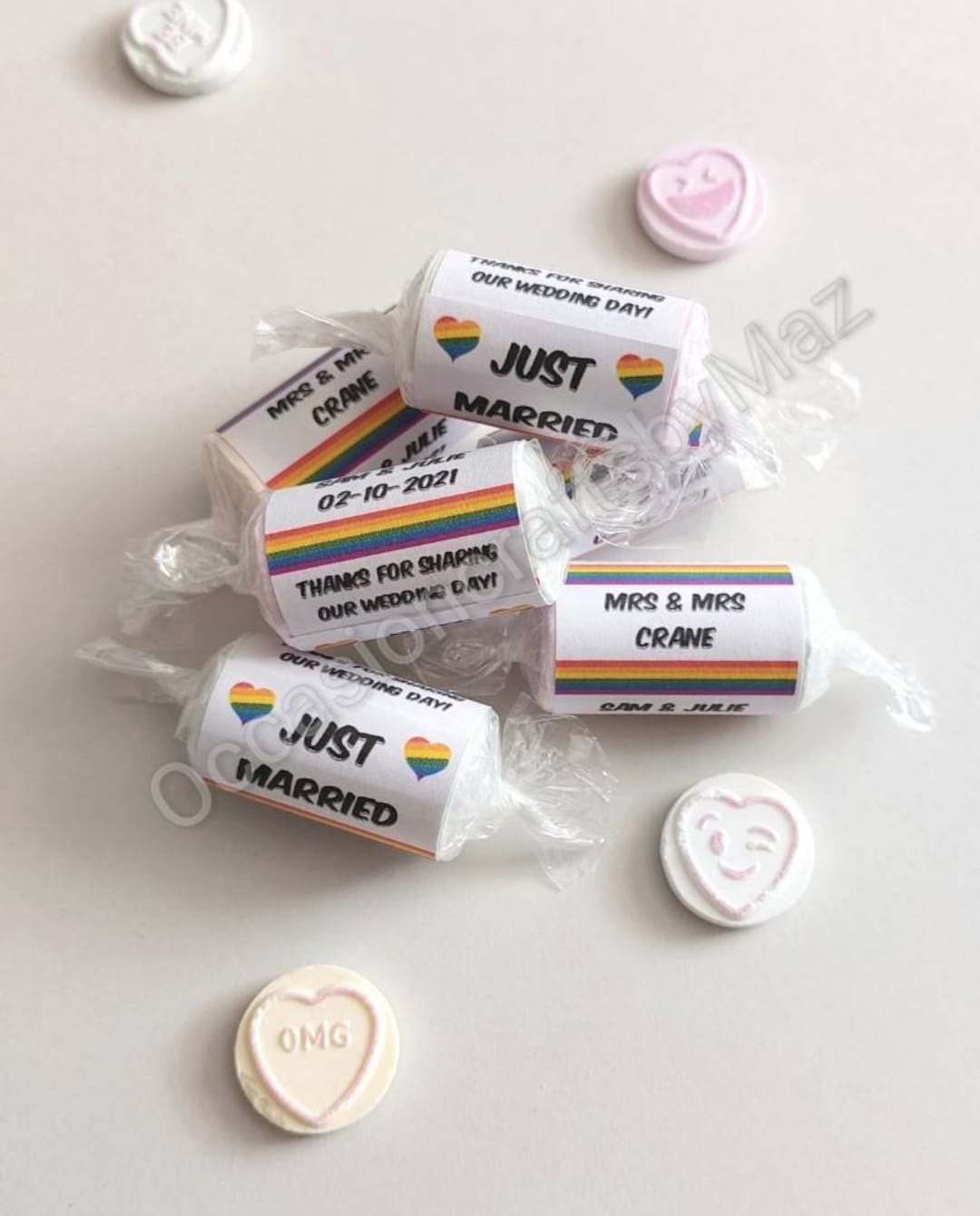 Personalised Rainbow Wedding Sweets: Pride Love Hearts Favours - Etsy