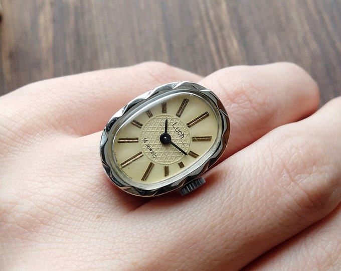 Vintage Ring Watch, Womens Watches, Silver Watch Ring, Vintage Ring for ...