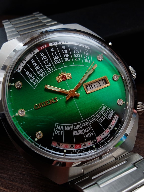 automatic watch orient multi calendar with green dial… - Gem
