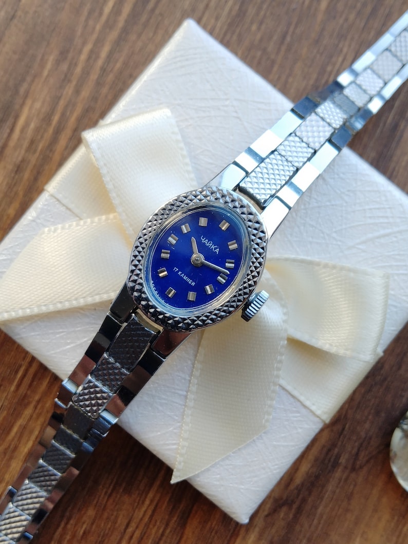 Vintage Chaika Ladies Watch, Small Blue Dial - Etsy