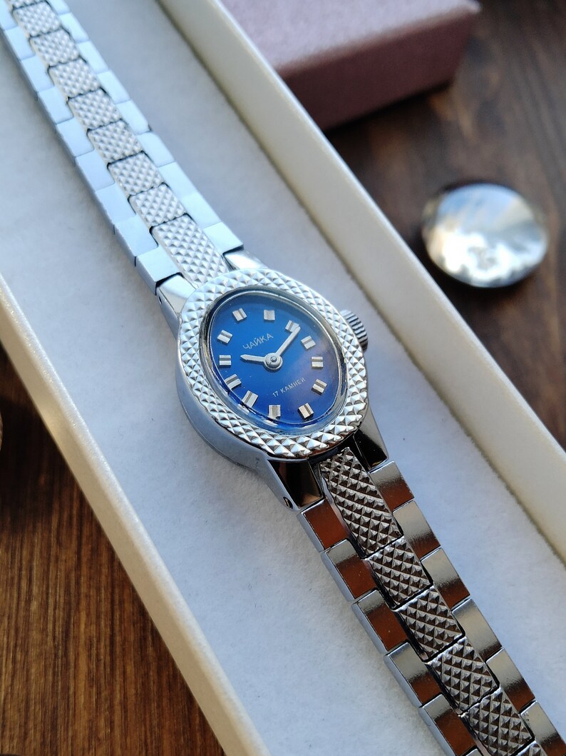 Vintage Chaika Ladies Watch, Small Blue Dial - Etsy