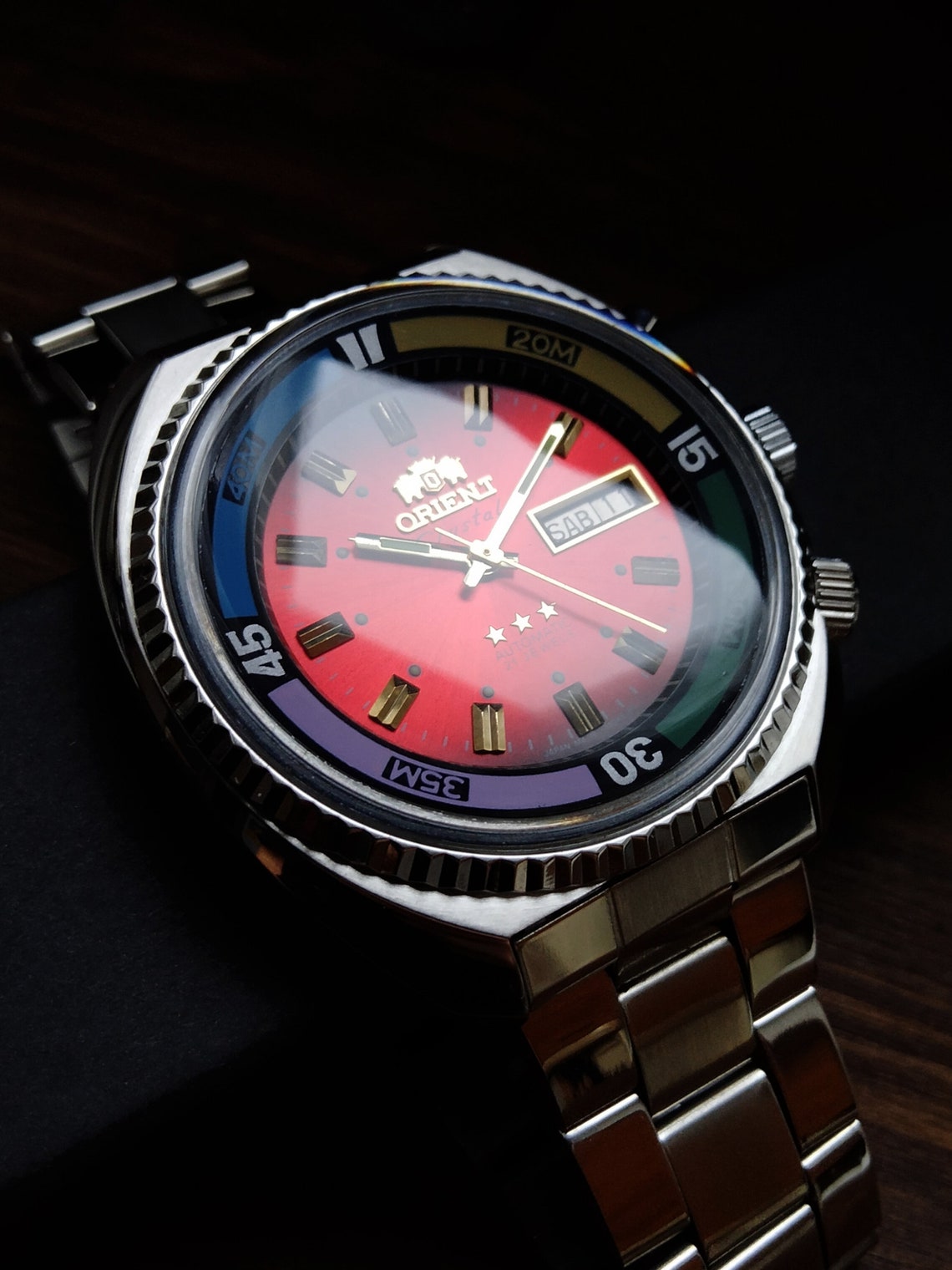 Rare Japanese Orient King Diver Watch: Automatic Red Dial, 21 Jewels - Etsy