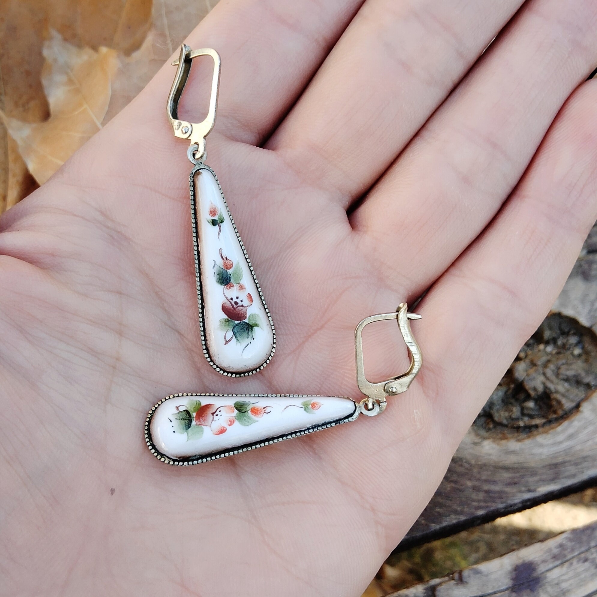 Women's Earrings Vintage Earrings Enamel Earrings - Etsy