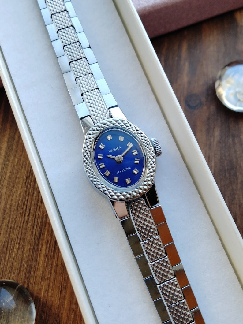 Vintage Chaika Ladies Watch, Small Blue Dial - Etsy