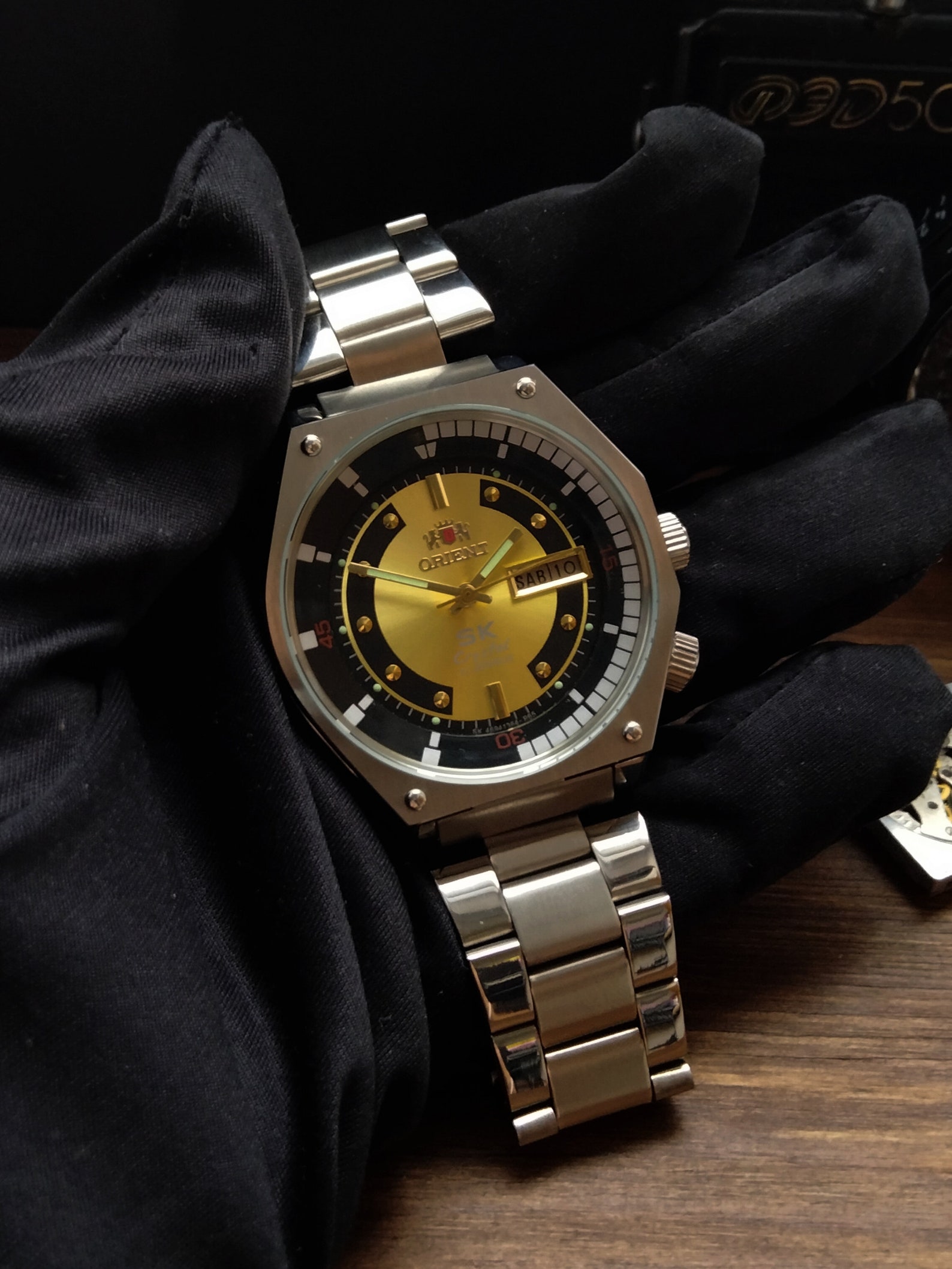 Vintage Orient Sea King Automatic Watch: Gold & Black Dial, Day-date - Etsy