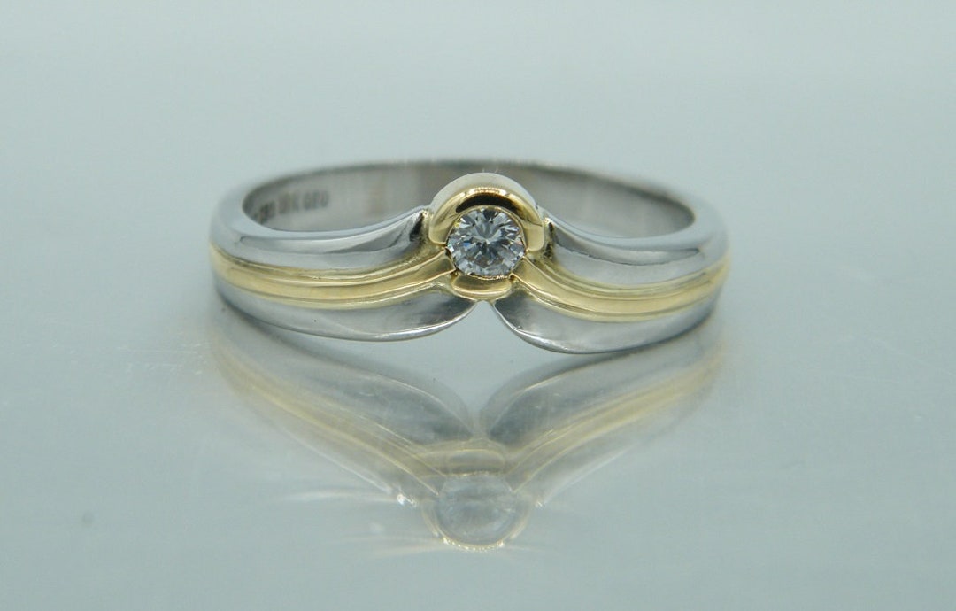 Platinum 950 and Gold 750 Ring With Diamond 0.1ct Top Wesselton VS ...