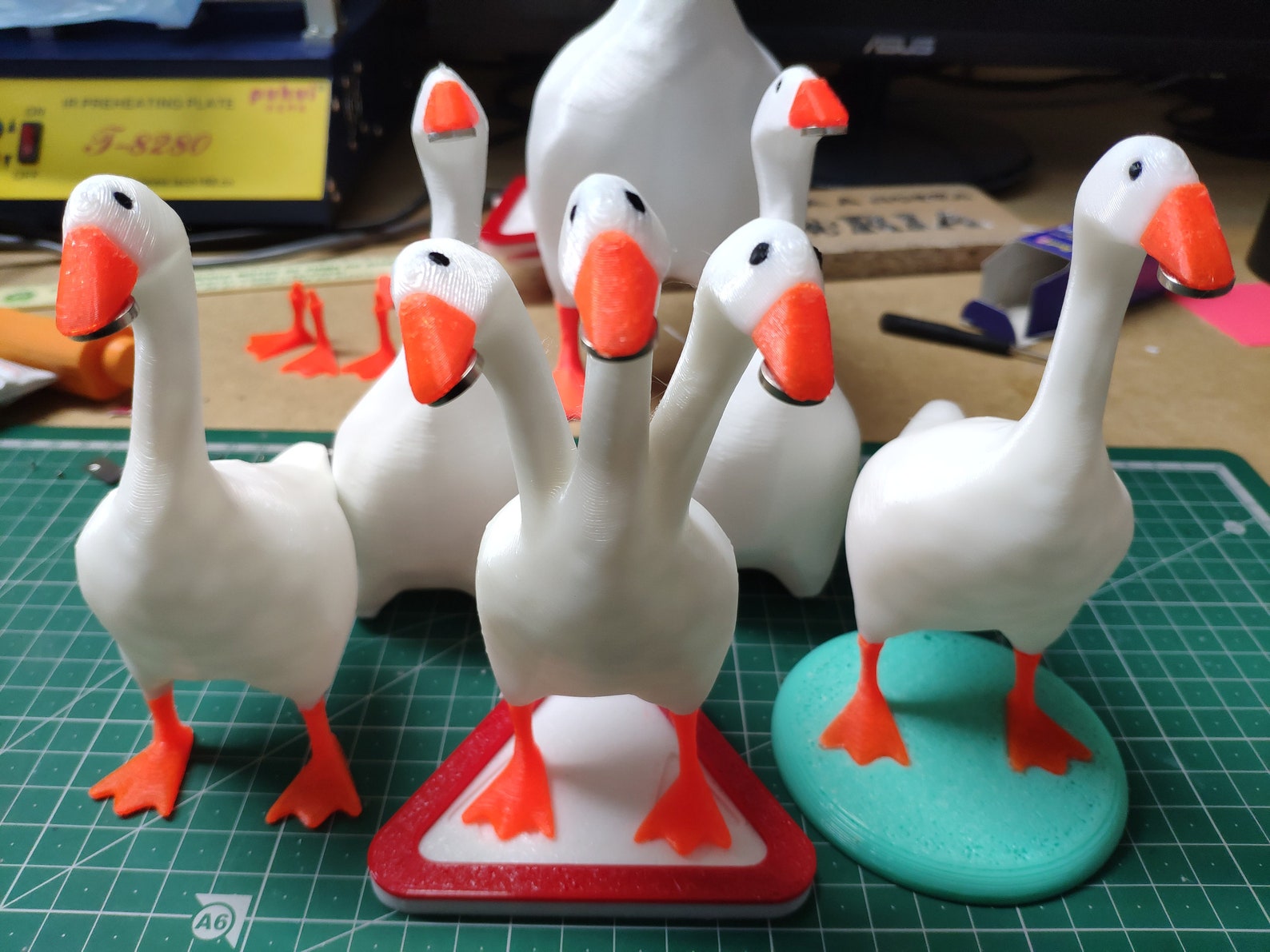 Untitled Goose Game | Entitled Goose Miniature Figure Statue Tri Head ...