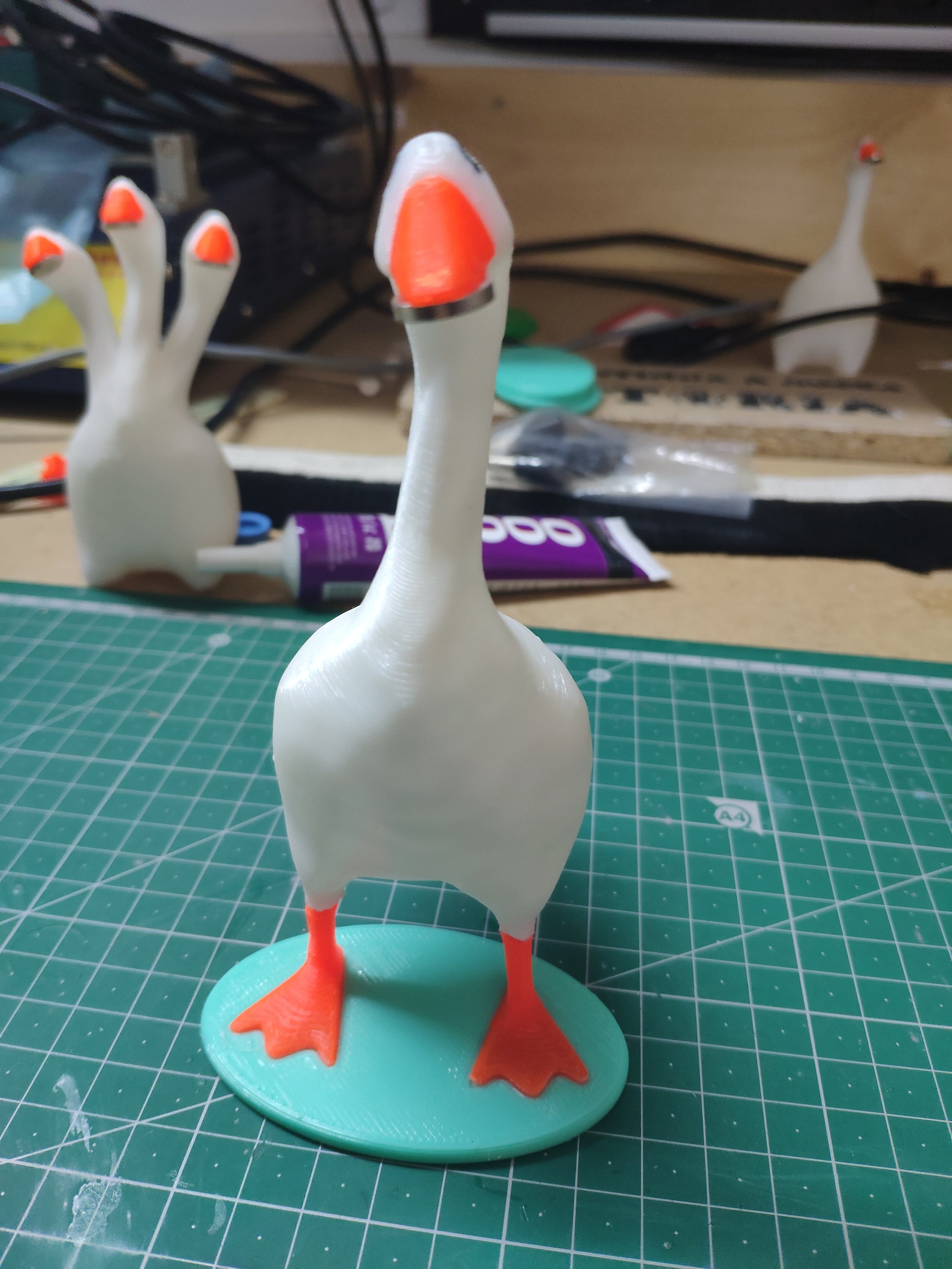 Untitled Goose Game | Entitled Goose Miniature Figure Statue Tri Head ...