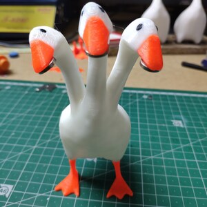 Untitled Goose Game | Entitled Goose Miniature Figure Statue Tri Head ...