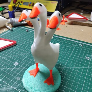 Untitled Goose Game | Entitled Goose Miniature Figure Statue Tri Head ...