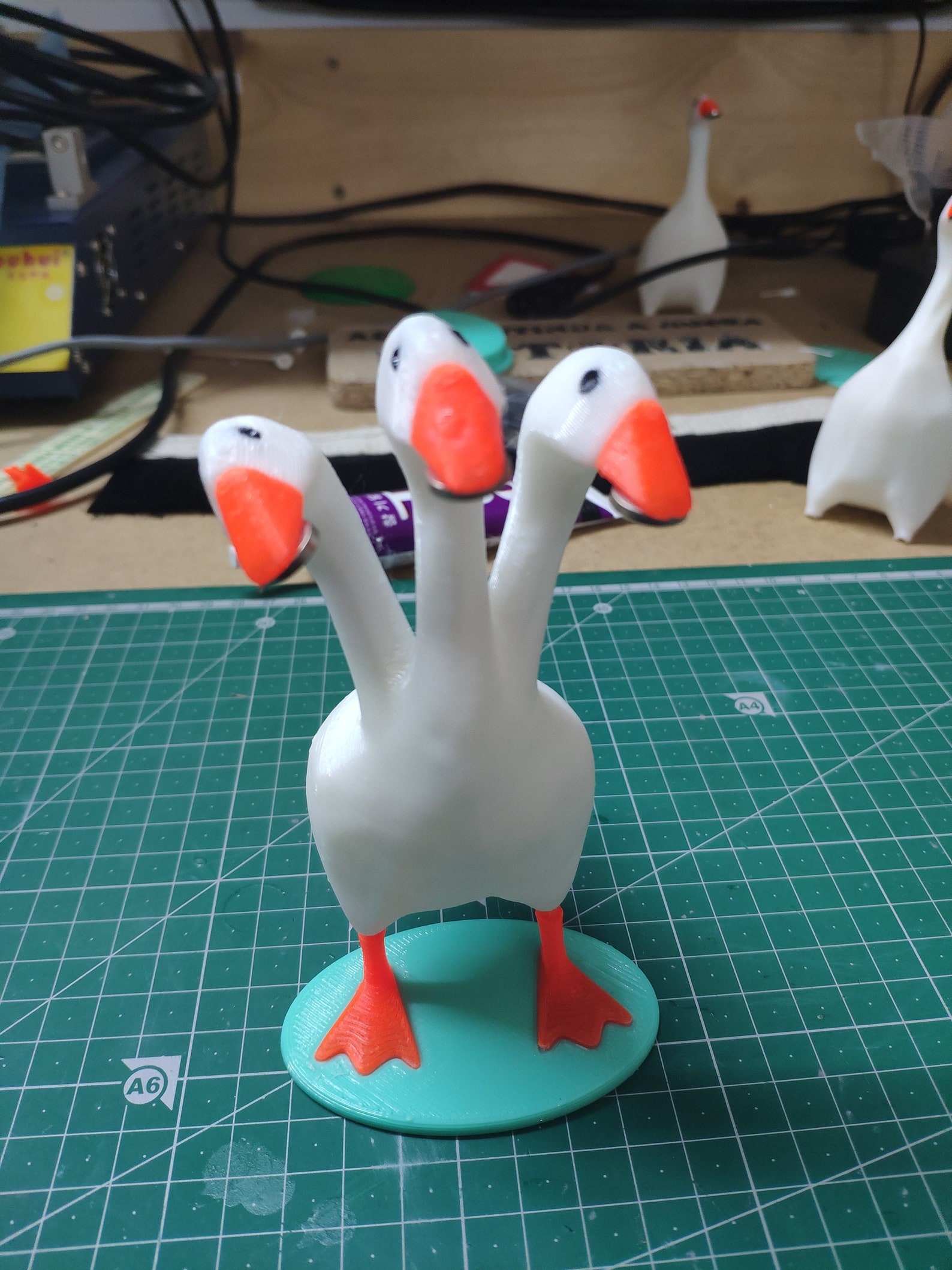 Untitled Goose Game | Entitled Goose Miniature Figure Statue Tri Head ...