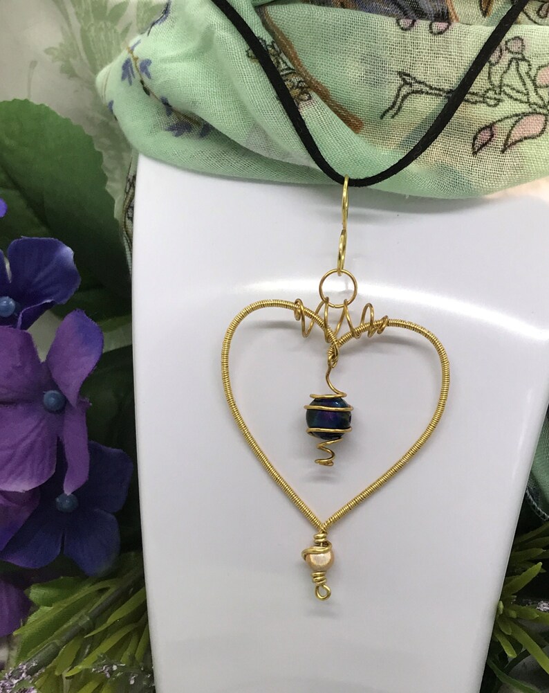 Heartbeat Wrapped in Gold Color Wire With Rainbow Tigers Eye Bead. - Etsy