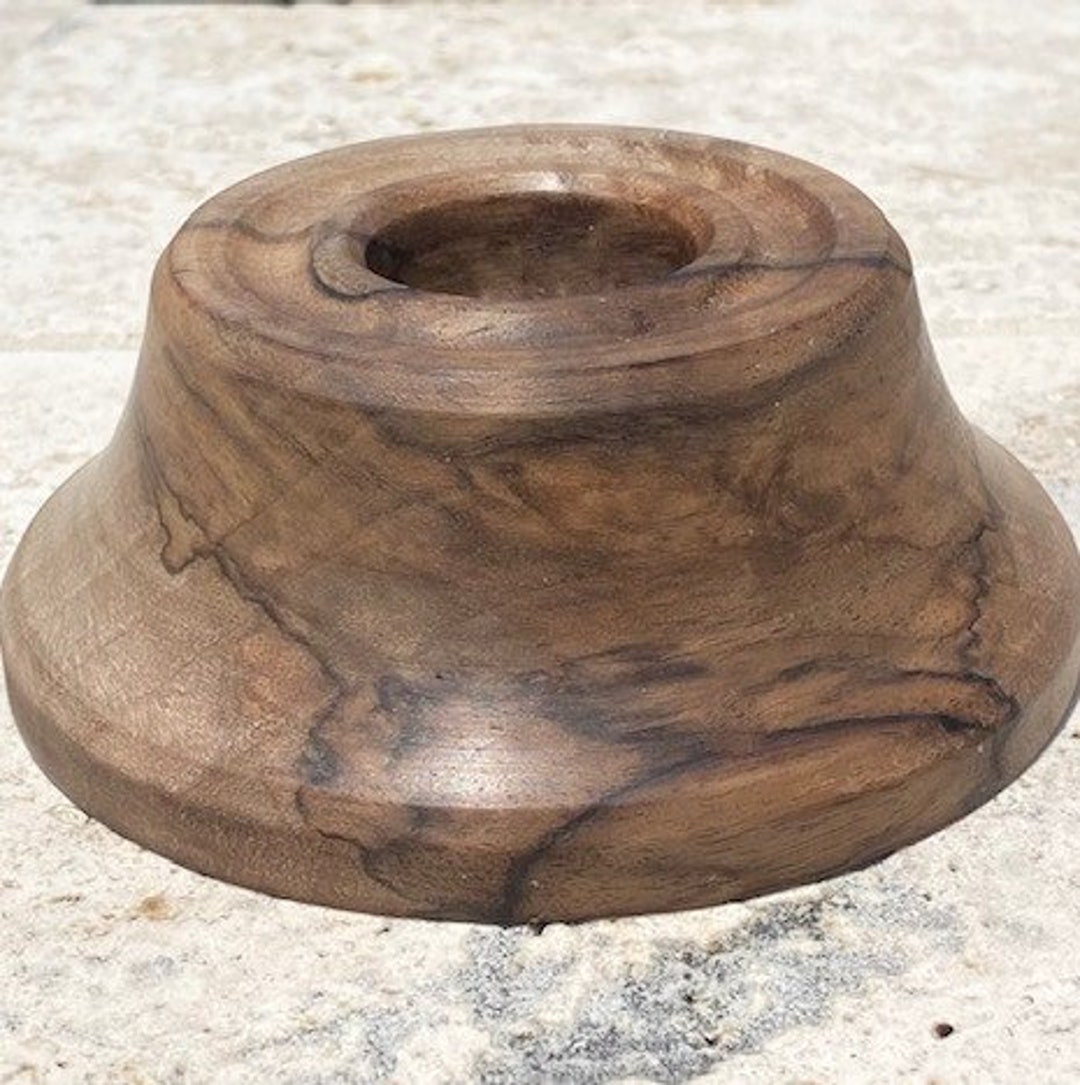 Walnut Candle Holder, Drip Catch, Solid Hardwood, Baptism Candle Holder ...