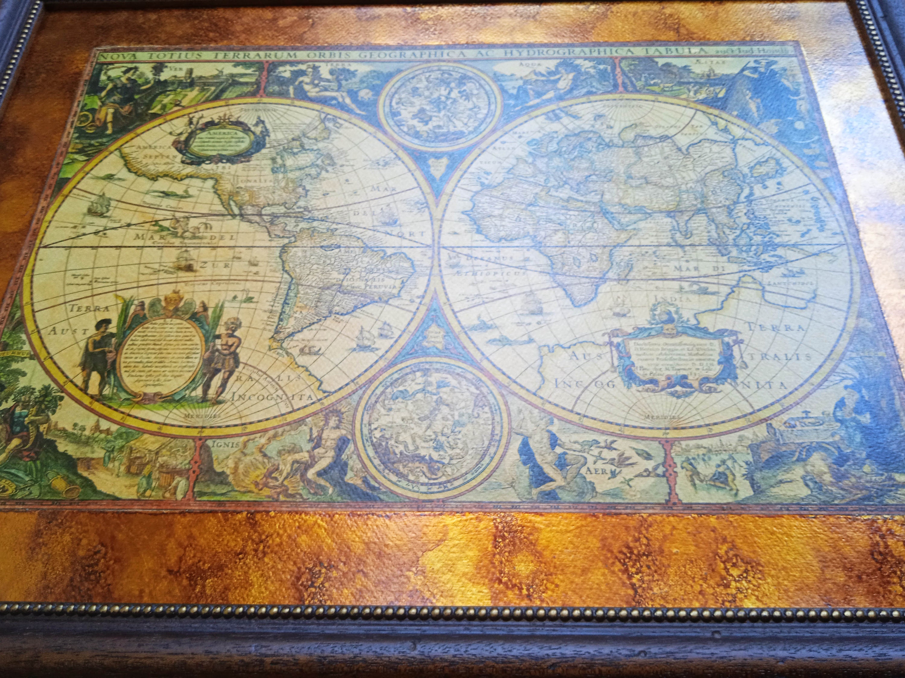 Handmade Old World Map Double Hemisphere by Lud. Hondio XVII - Etsy