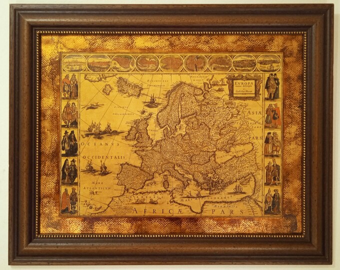 Handmade Old World Map - Europe by W. & J. Blaeu. 1642 Old Map of ...
