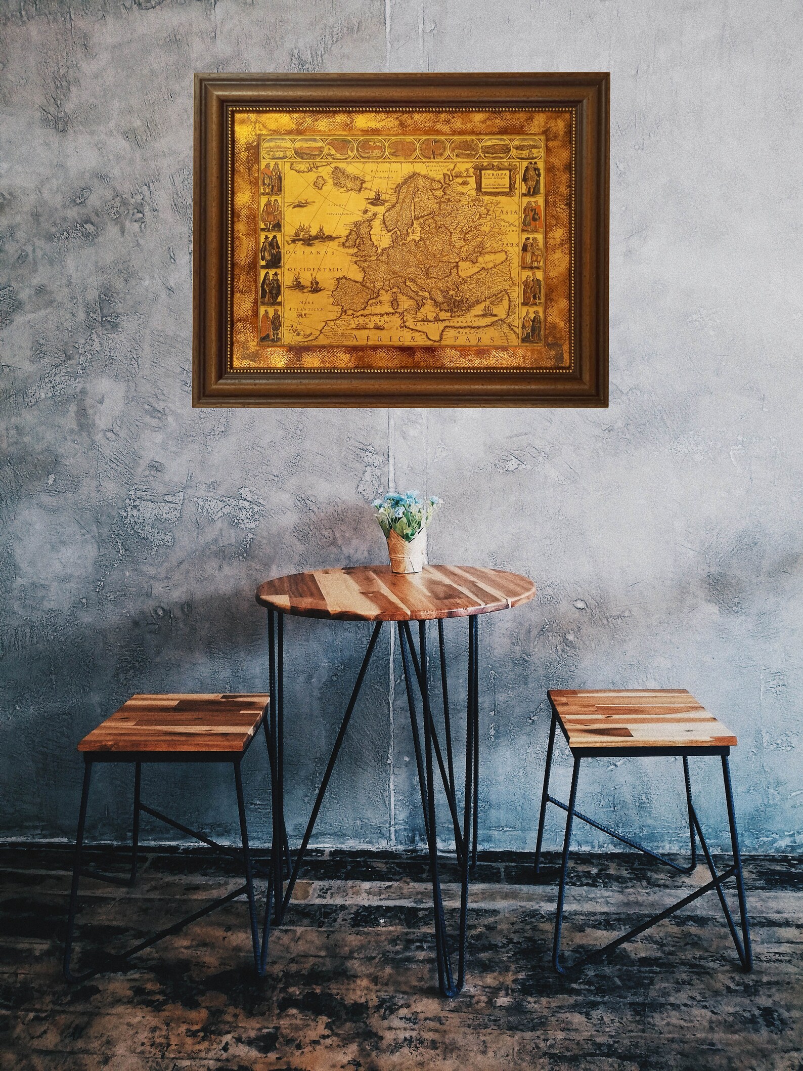 Handmade Old World Map Europe by W. & J. Blaeu. 1642 Old Map of Europe ...