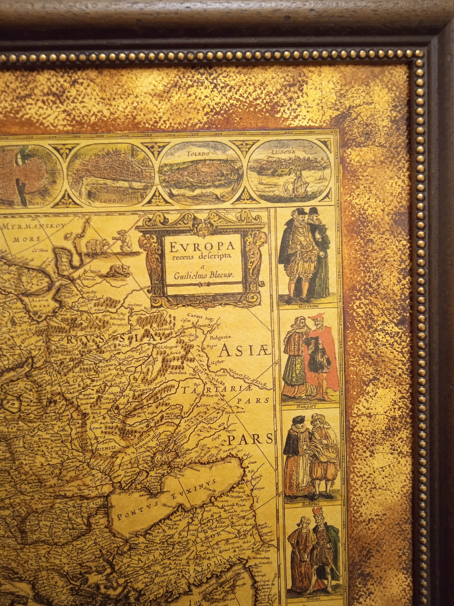 Handmade Old World Map Europe by W. & J. Blaeu. 1642 Old Map of Europe ...