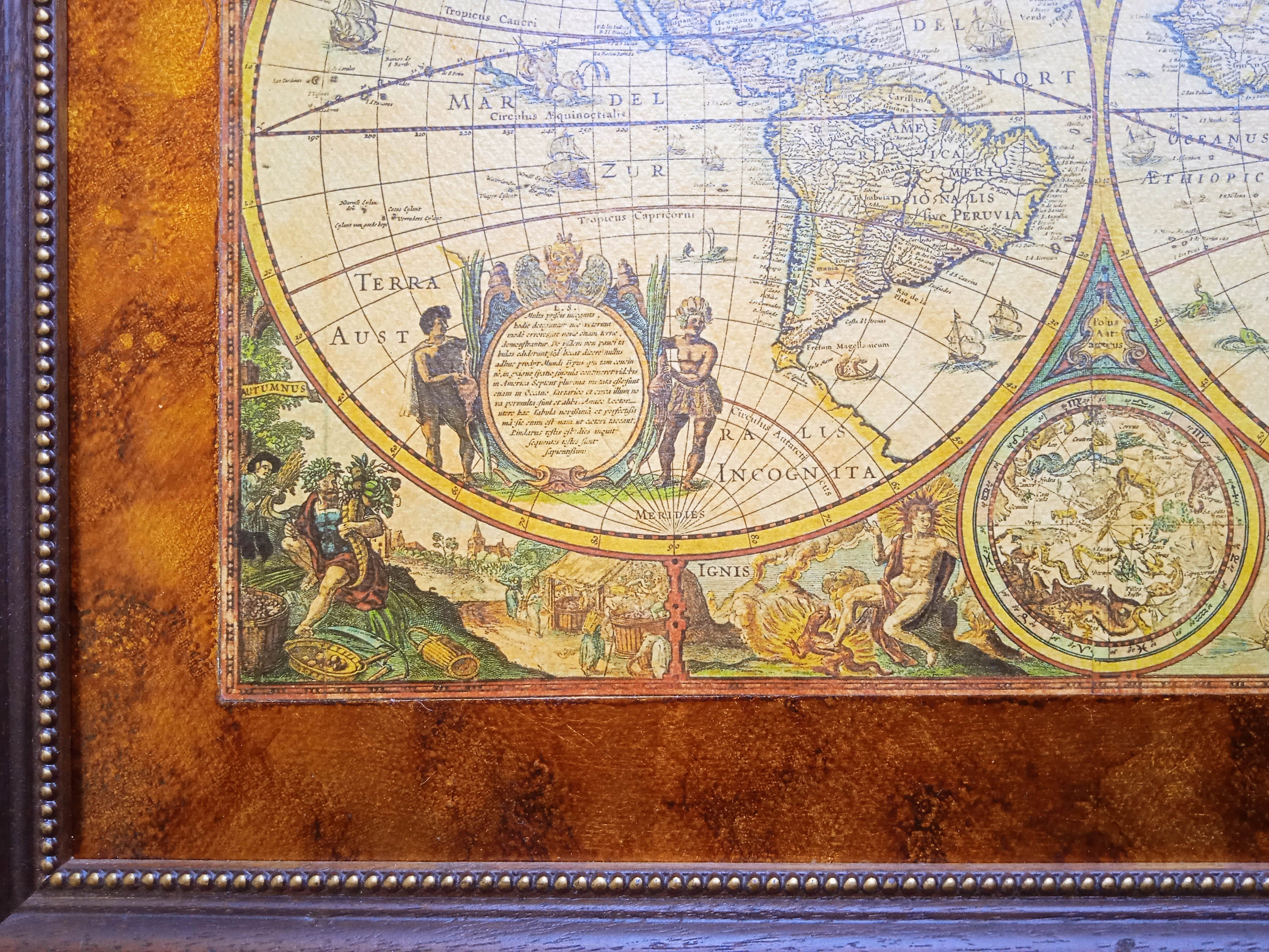 Handmade Old World Map Double Hemisphere by Lud. Hondio XVII - Etsy