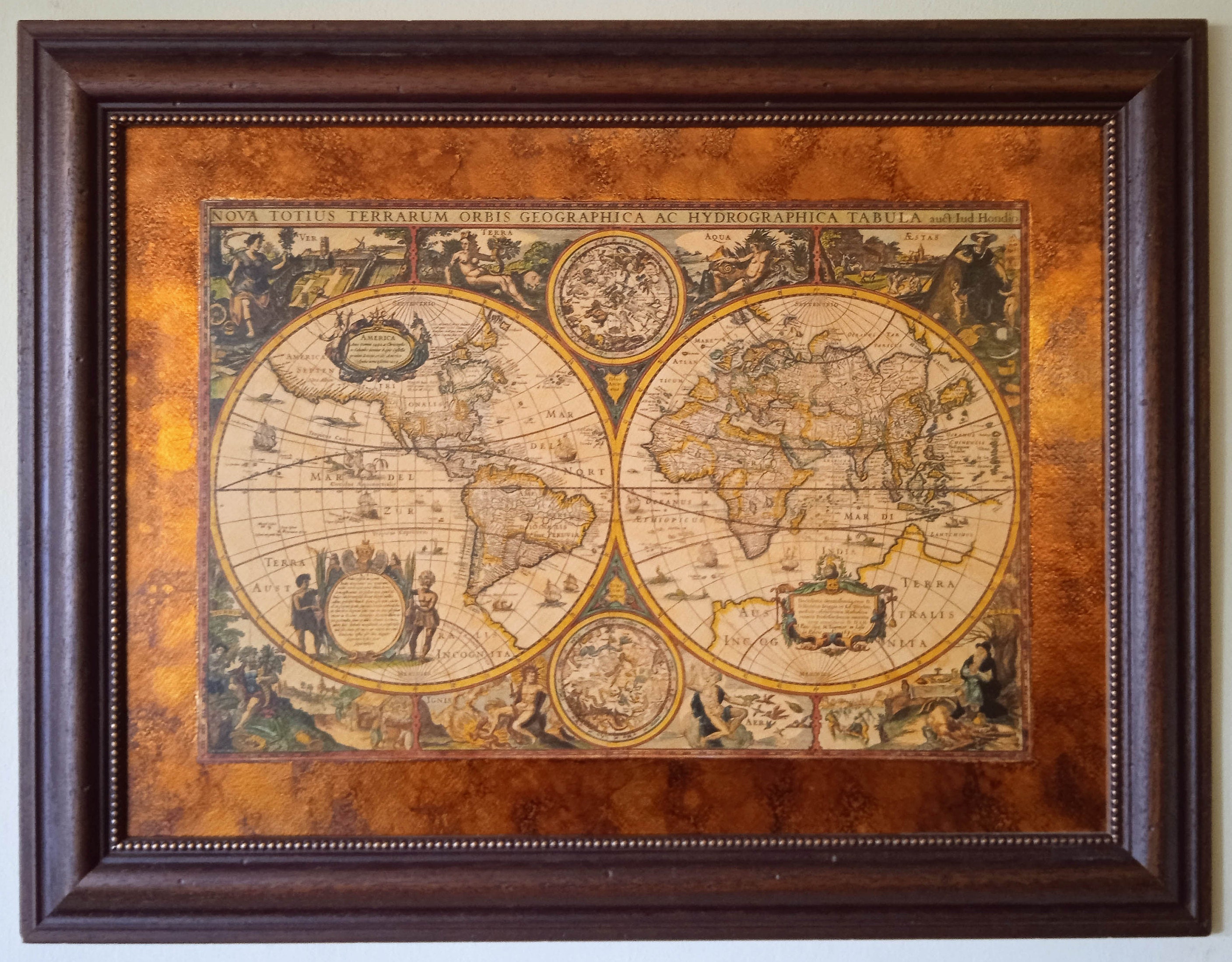 Handmade Old World Map Double Hemisphere by Lud. Hondio XVII - Etsy