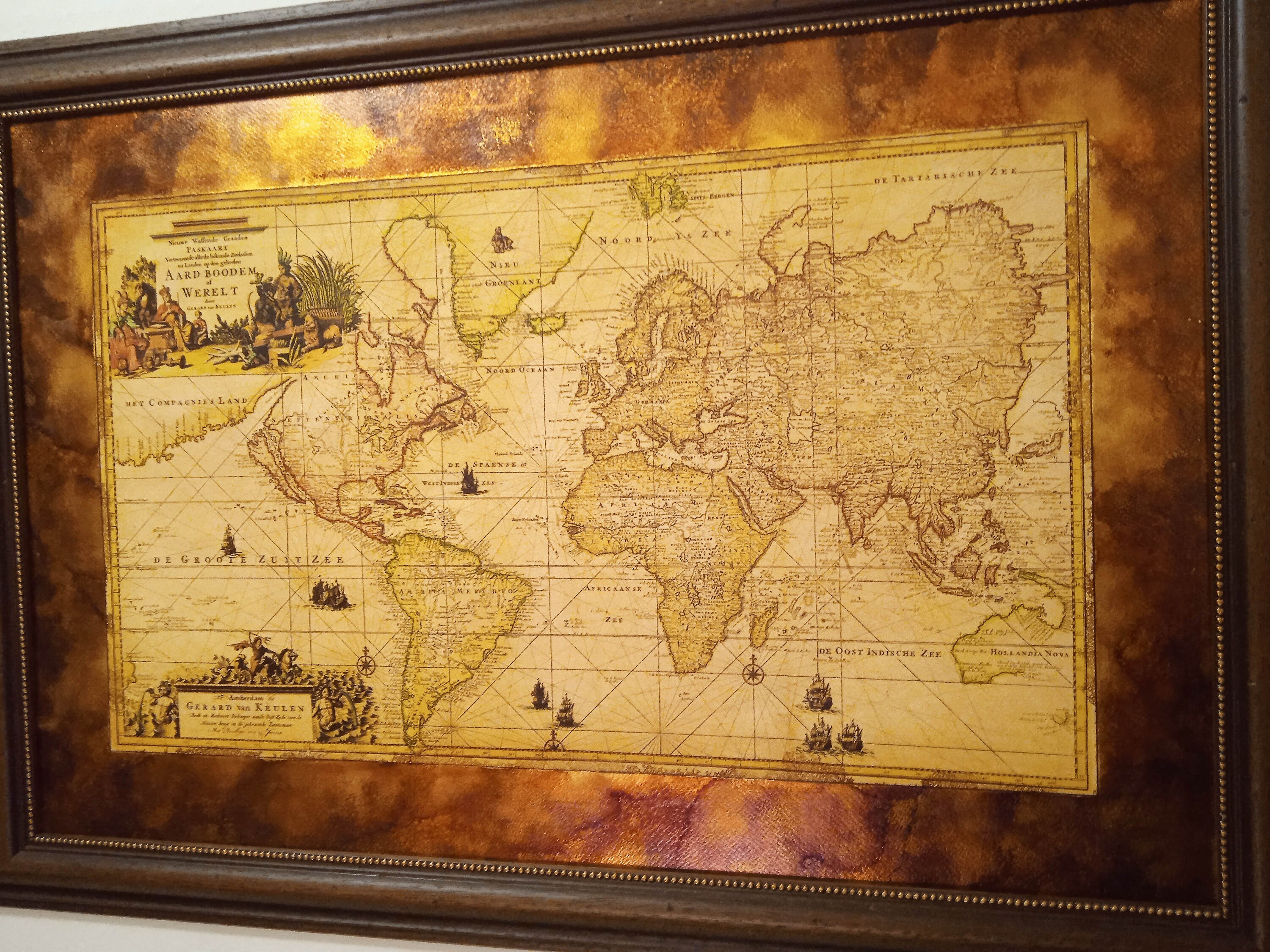 Handmade Old World Map Gerard Van Keulen 1728. Handmade Map Unique Map ...