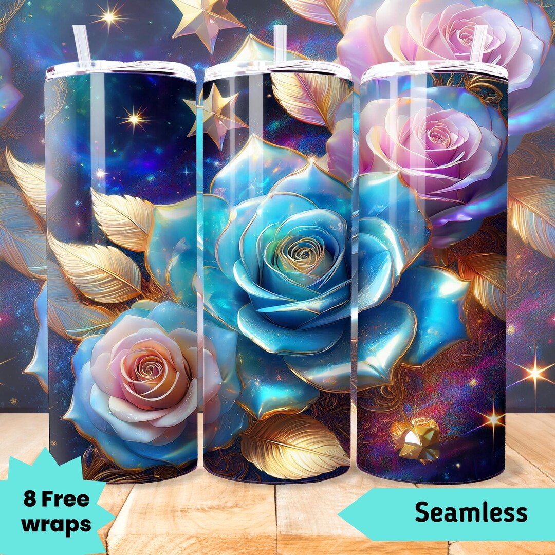 Cosmic Roses Tumbler Wrap Design - Instant Download Sublimation Png,r ...