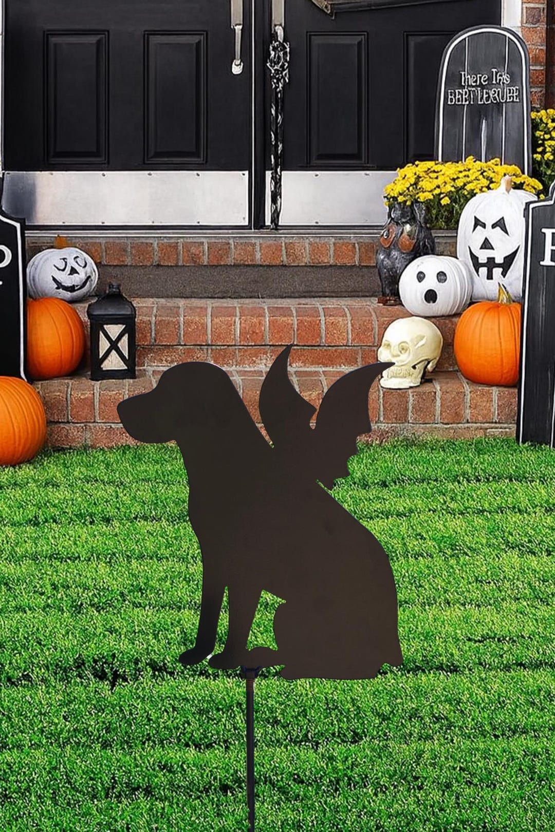 Vampire Dog Halloween Spooky Garden Decor Hanging Wall Art Customizable ...