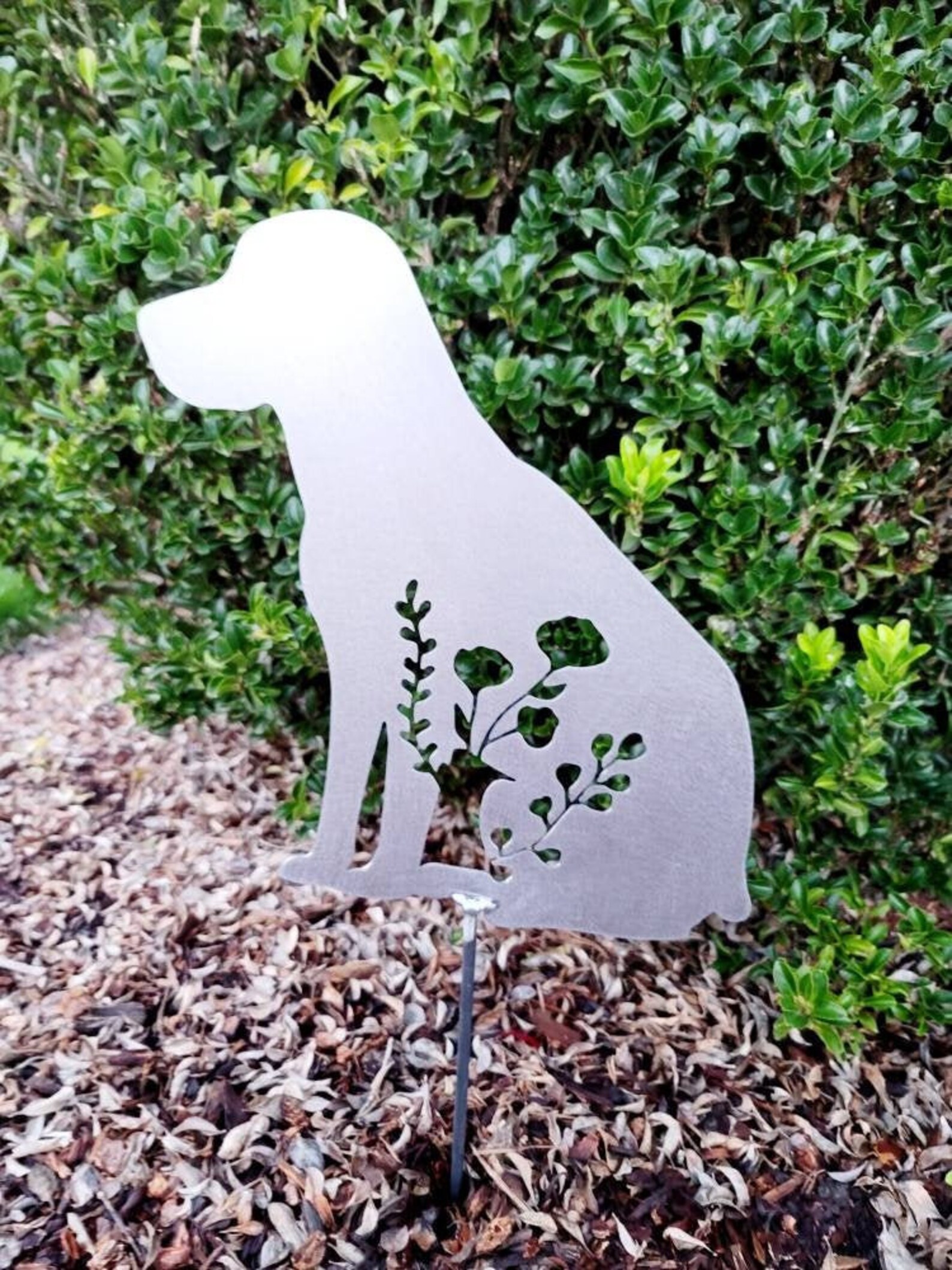 Floral Lab Dog With Docked Tail Metal Garden Stake Decoration | Etsy