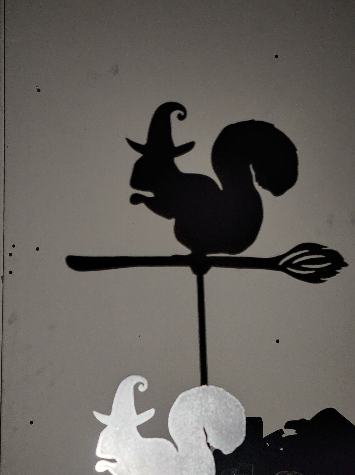 Metal Witch Squirrel Halloween Decor Flying Squirrel on Broomstick ...