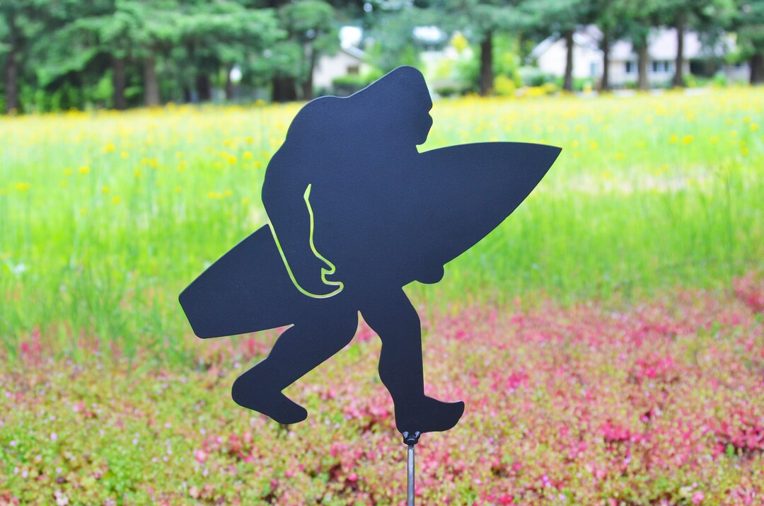 Bigfoot Surfer Bigfoot Surfing Sasquatch Garden Stakes Bigfoot Yard ...