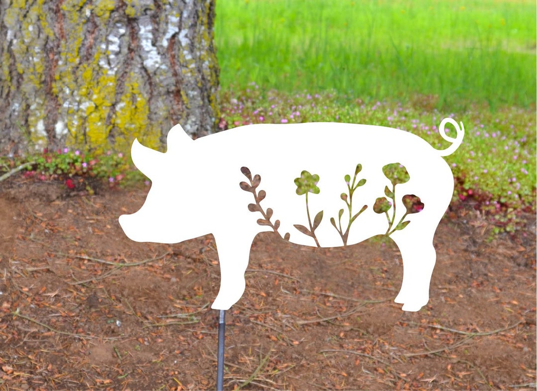 Metal Art Floral Garden Pig Stake Decoration Garden Spring Garden ...
