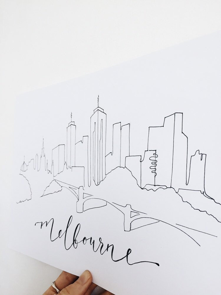 Melbourne Skyline Poster Line Art - Etsy