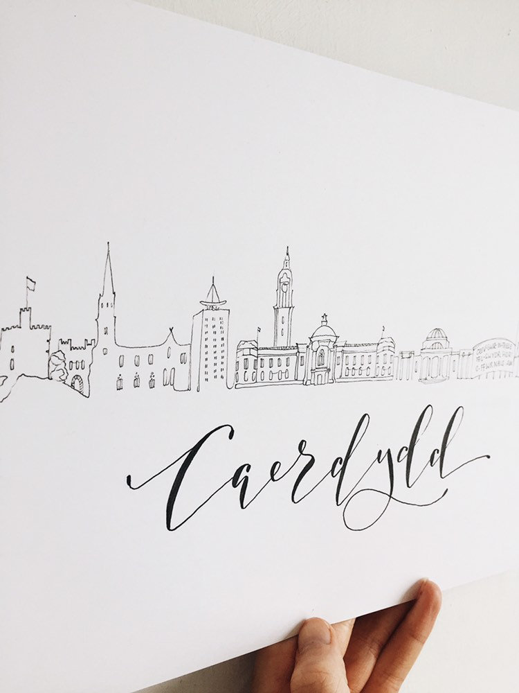 Cardiff Skyline Cardiff Line Drawing Caerdydd Drawing - Etsy