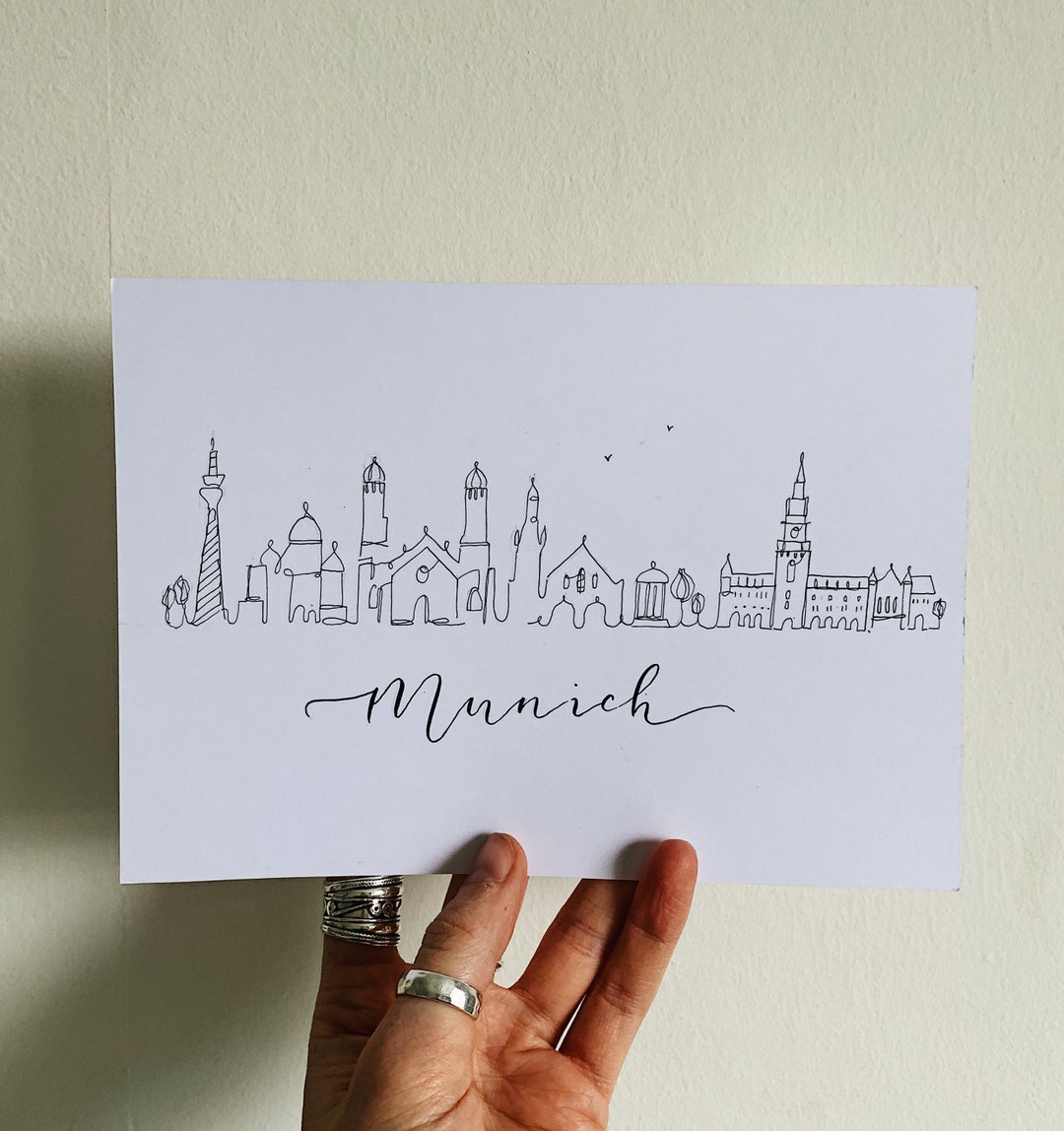 Munich Line Drawing, Munich City Skyline, Munich Art - Etsy