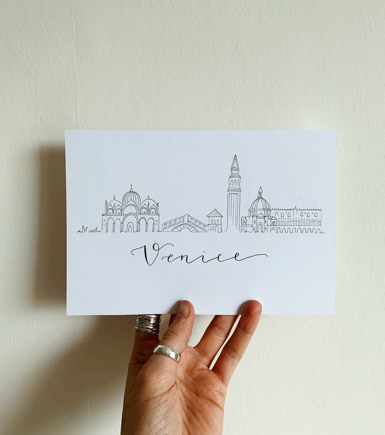 Venice Line Drawing | City Skyline of Venice - Etsy