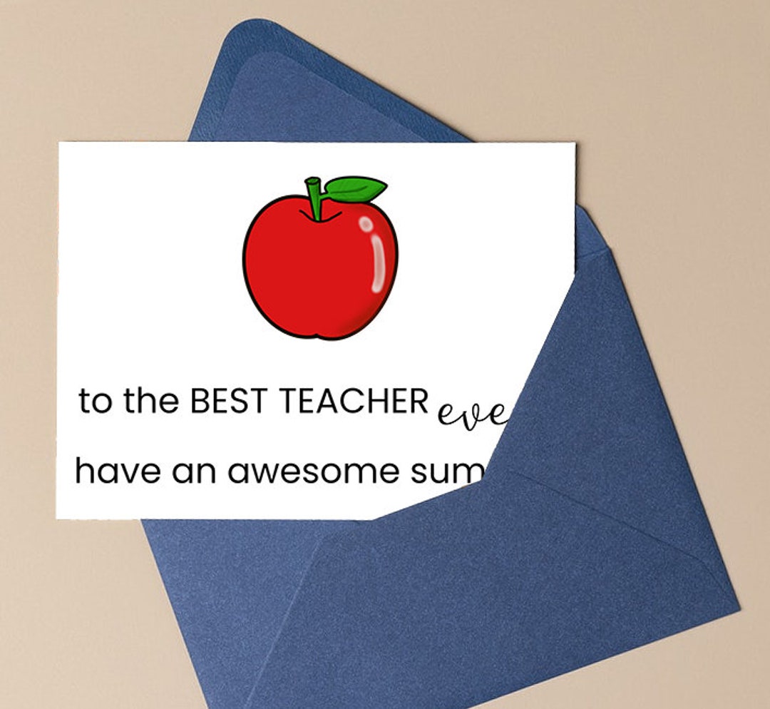 Card for Best Teacher Ever, Teacher Appreciation Greeting Card, End of ...